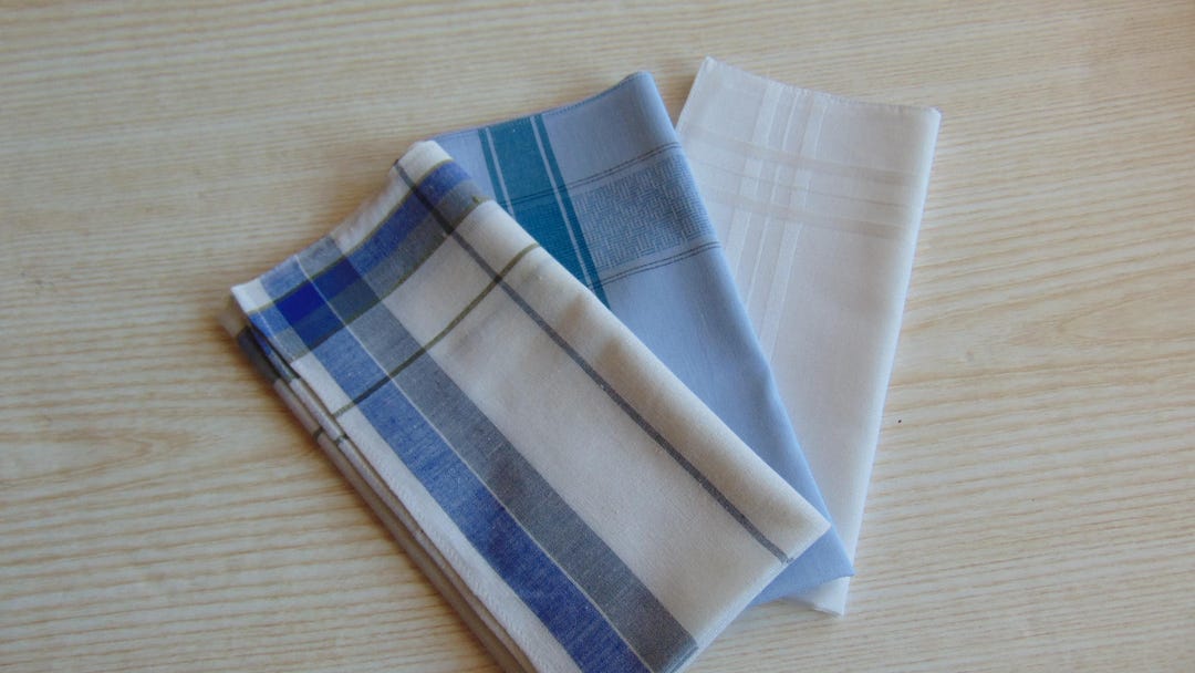 Set of 3 Men's Vintage Elegant Handkerchiefs,1970s Vintage Fine Quality ...