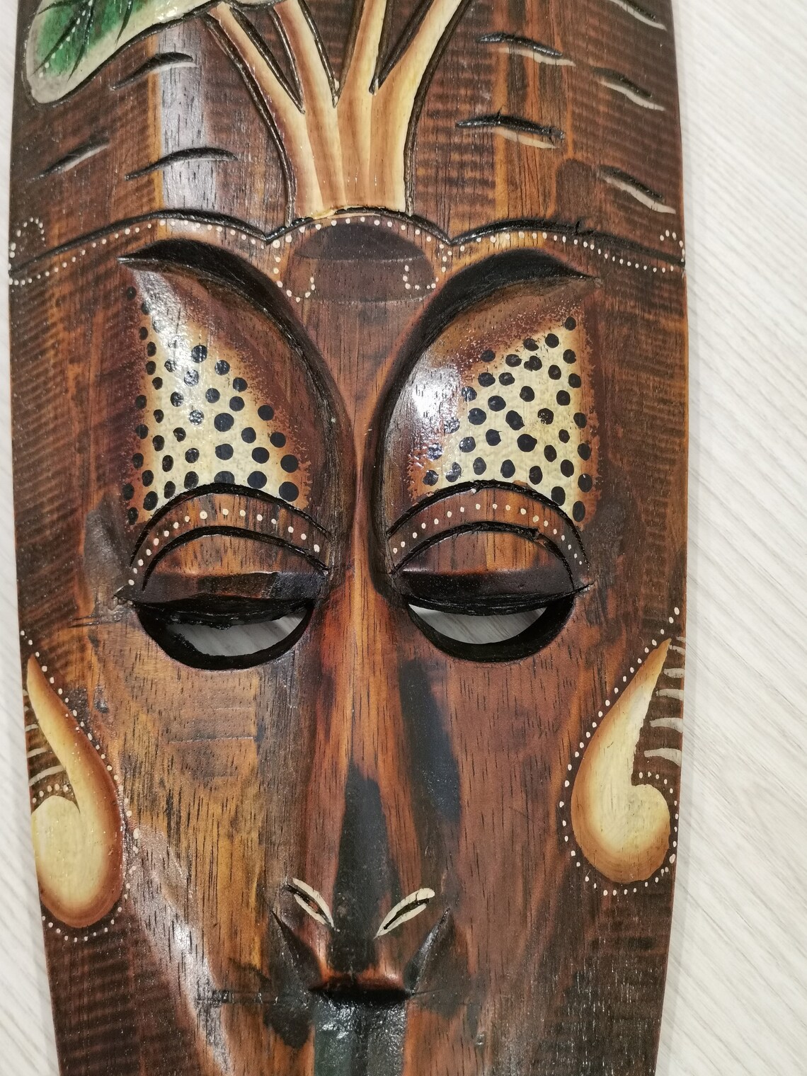 ON SALE Hand carved wooden mask Vintage wooden face Wooden | Etsy