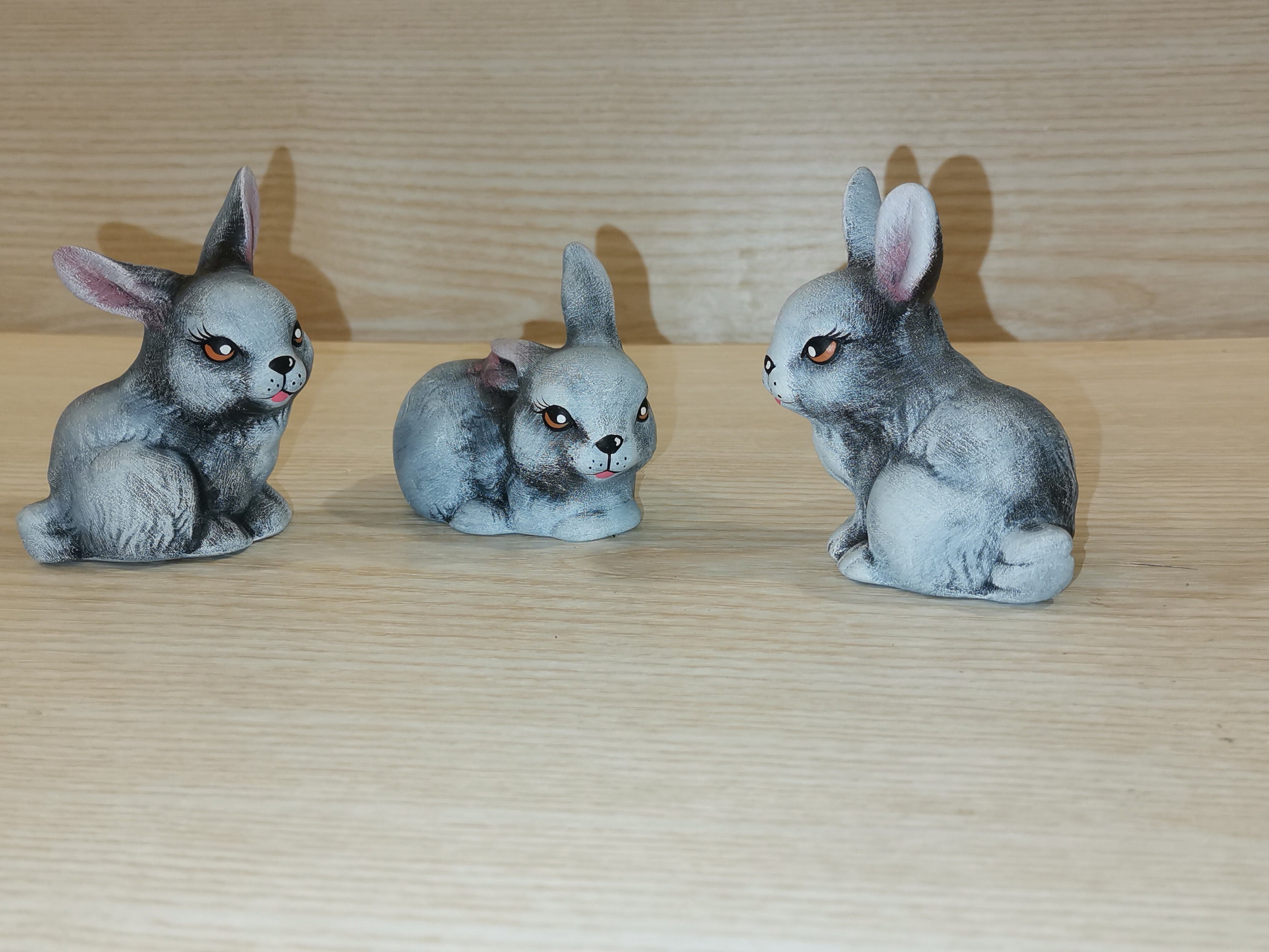 Family Rabbits Figurines Mini Rabbits Figure Small Ceramic | Etsy