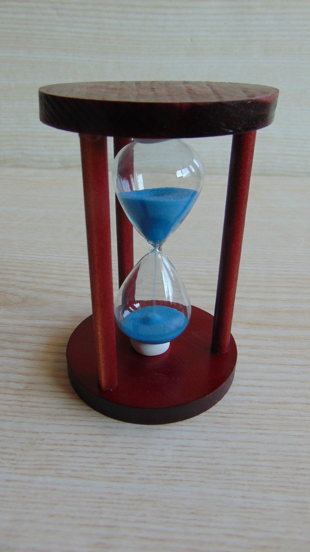 Vintage Wooden Hourglass, Wooden Hourglass With Blue Sand, Collectible ...