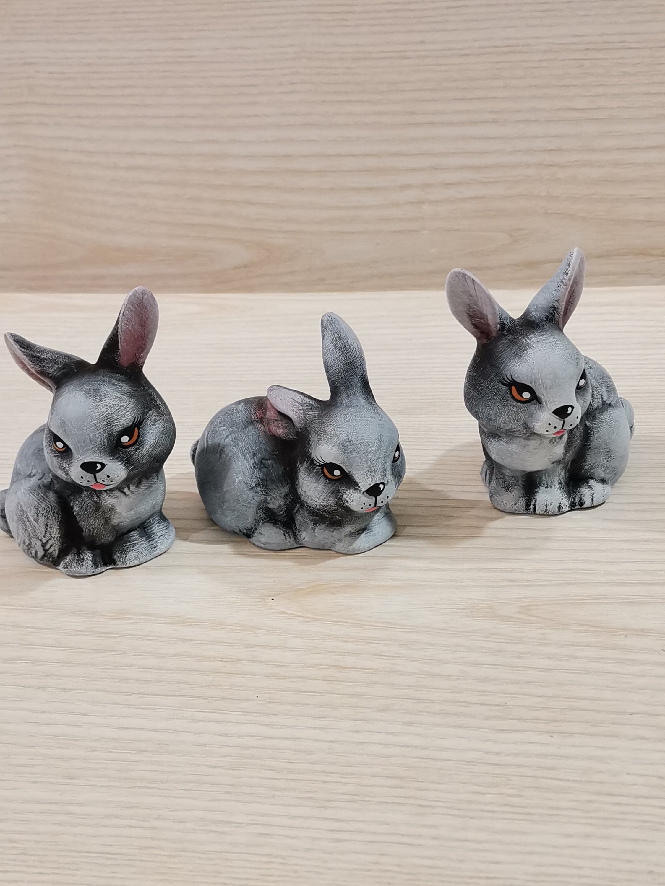 Family Rabbits Figurines Mini Rabbits Figure Small Ceramic | Etsy