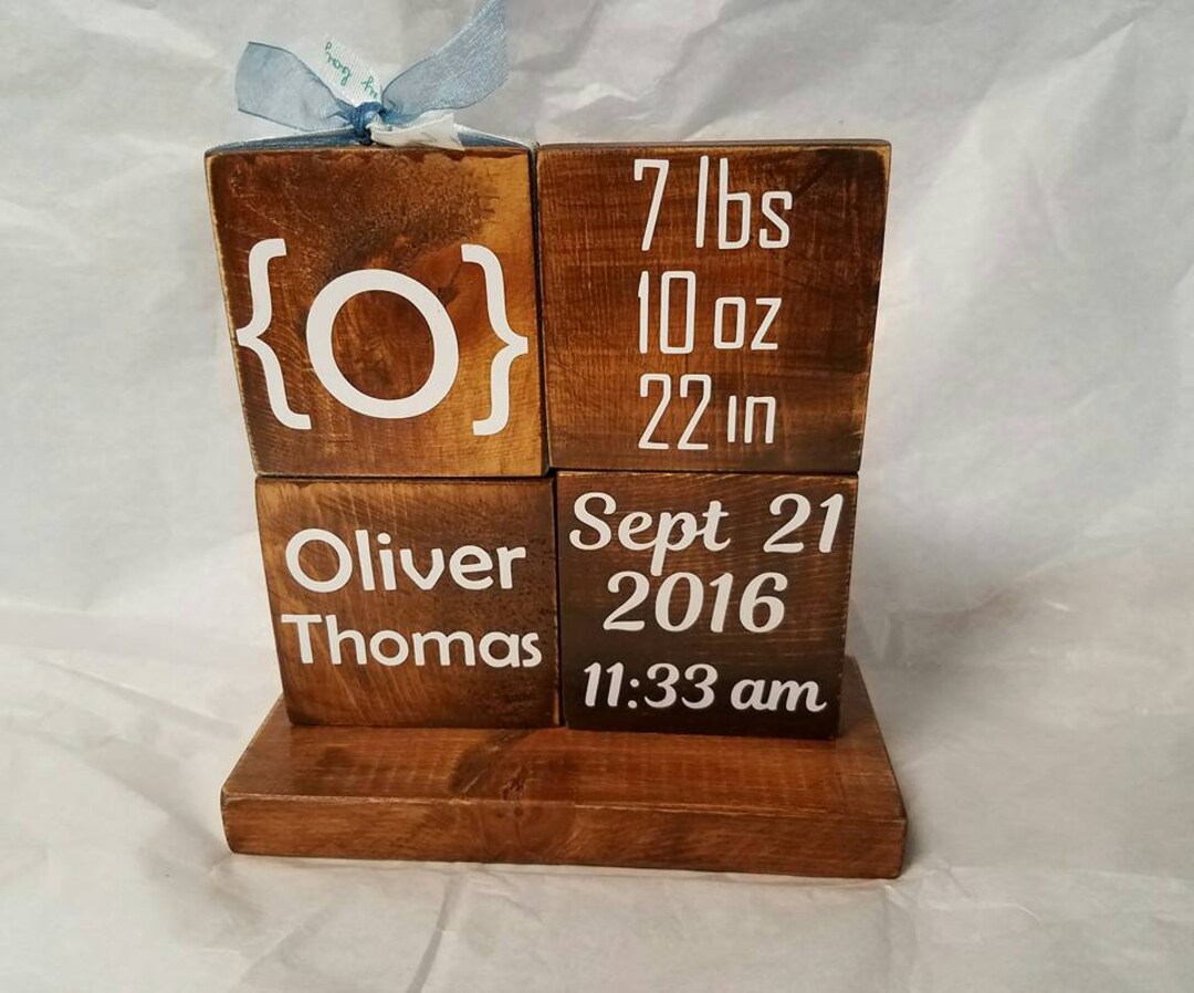 Personalized Name Newborn Baby Birth Stats Statistics Announcement Wood ...