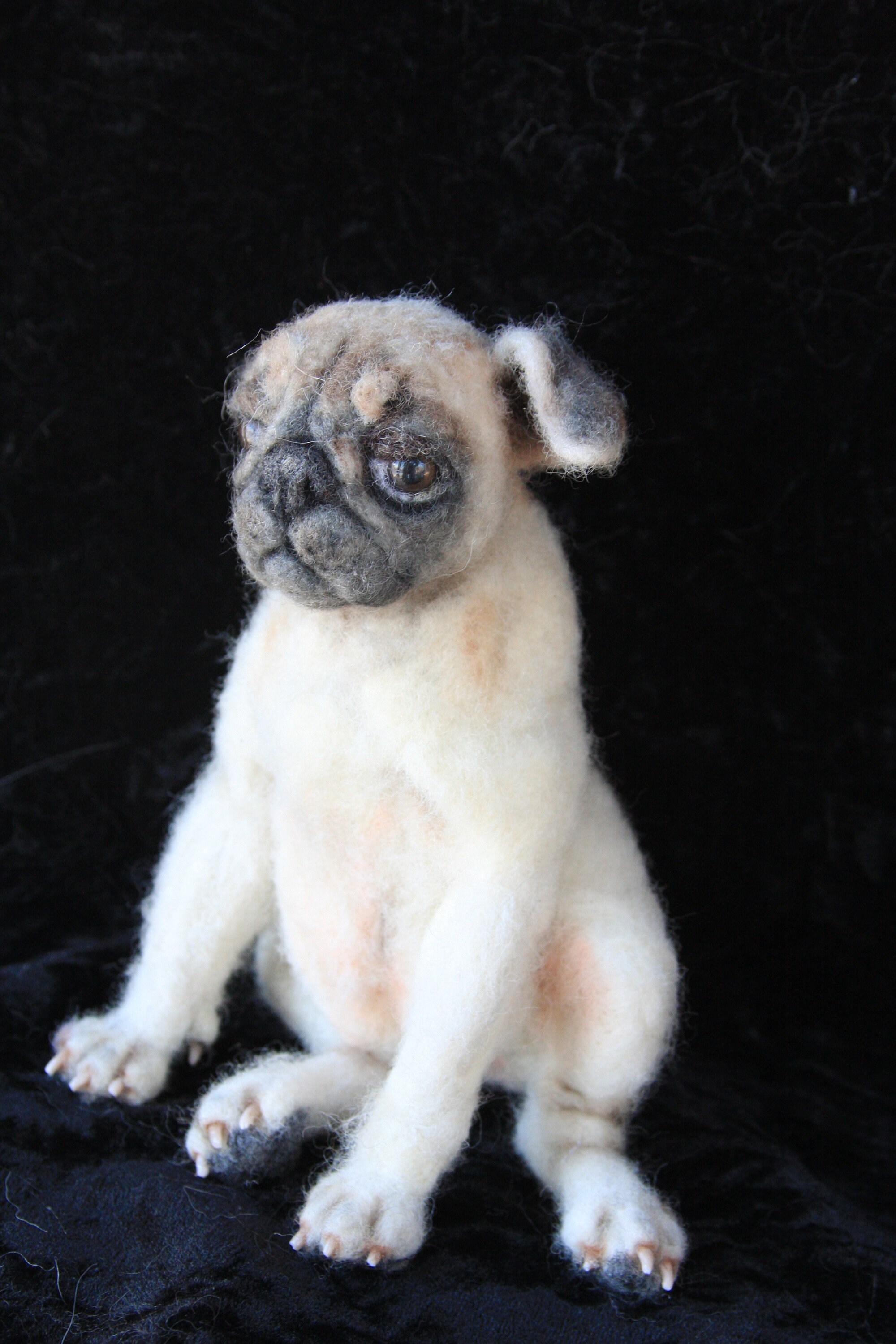 Needle Felted Realistic Wool Sculpture of a Pug - Etsy