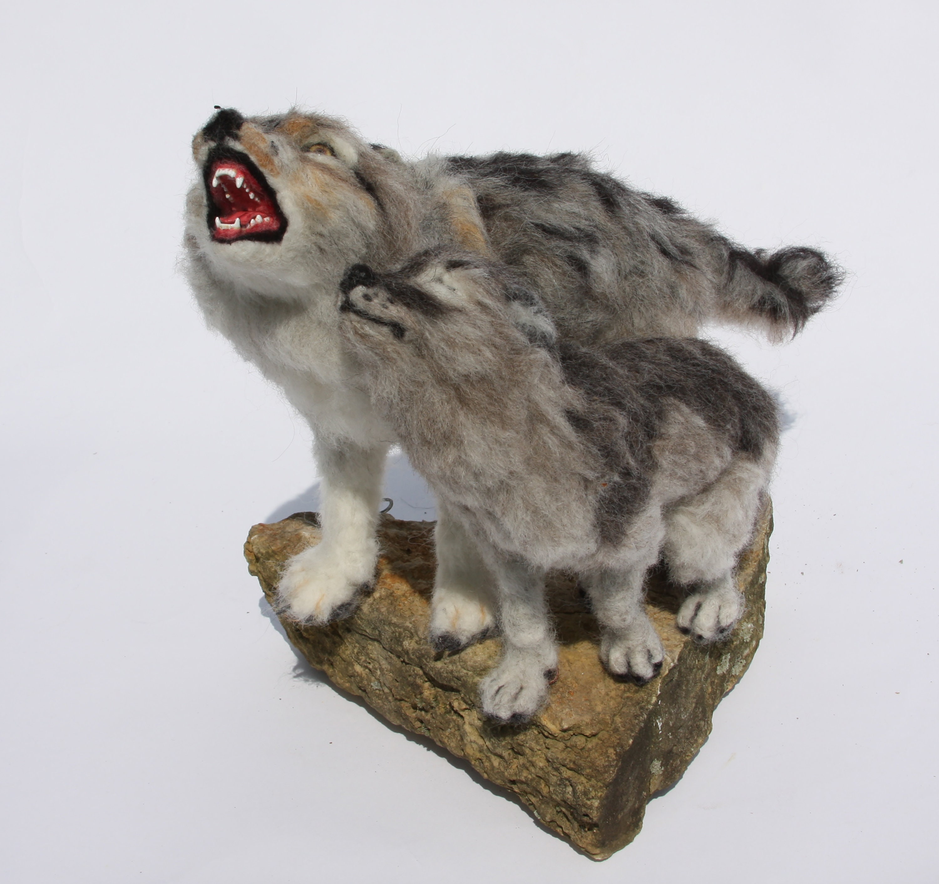 Dog Sculpture Canine Art Needle Felted Wolf Art and Collectibles Gray ...