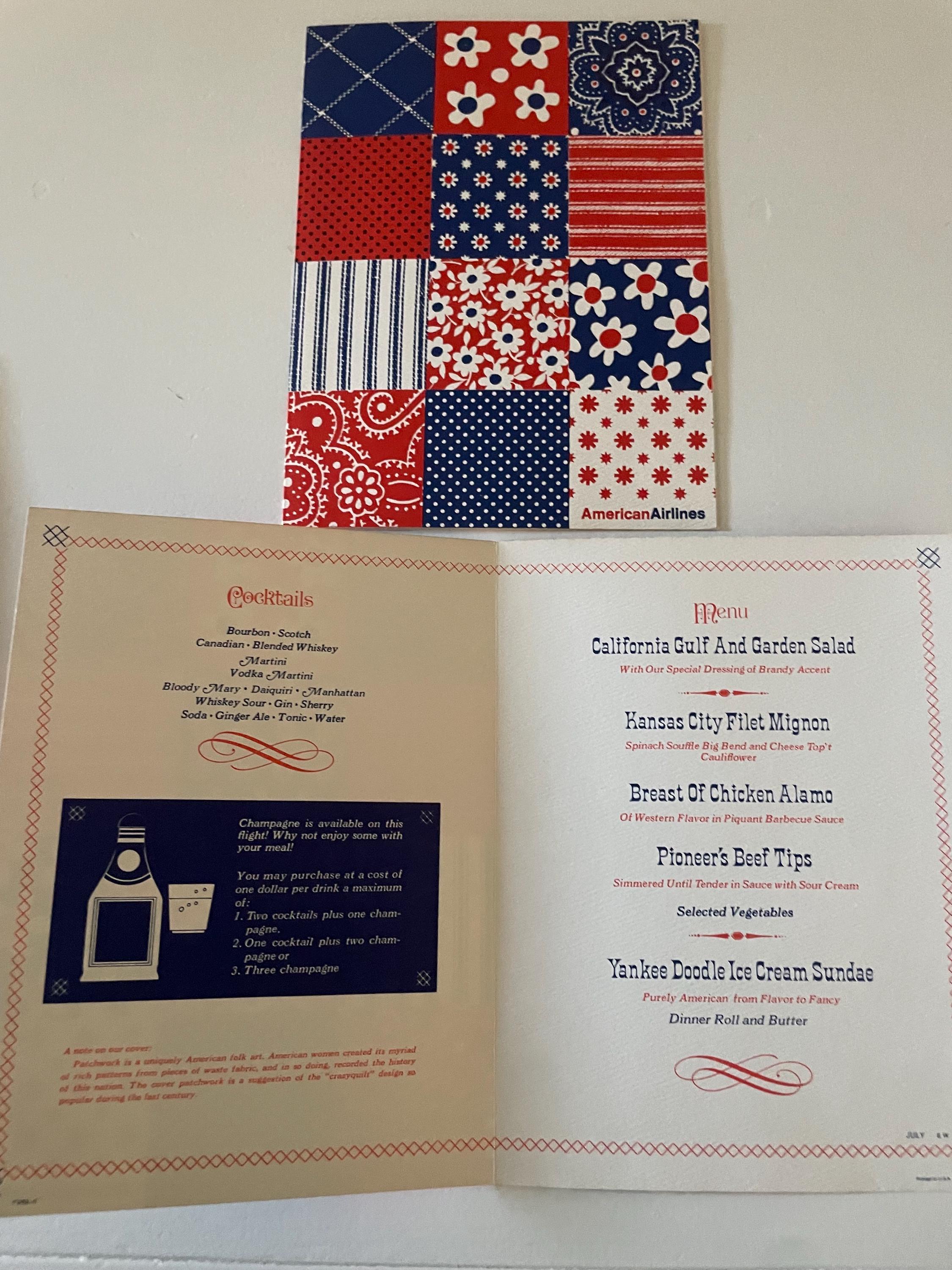 1970s American Airlines Menus. Vintage, Extra Fine Condition. 2 ...