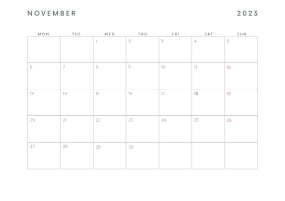 Calendar Digital Copy 2023 November and December - Etsy
