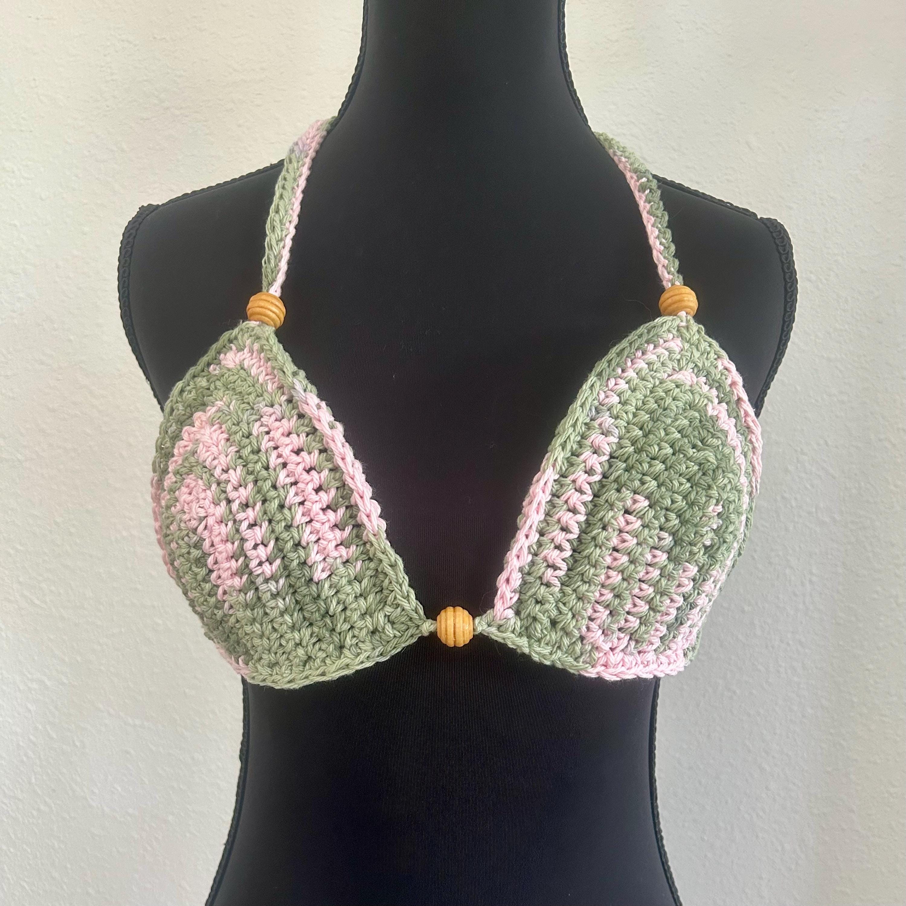 M Padded Lined 100% Cotton Crochet Bikini Top - White - Push Up - Etsy