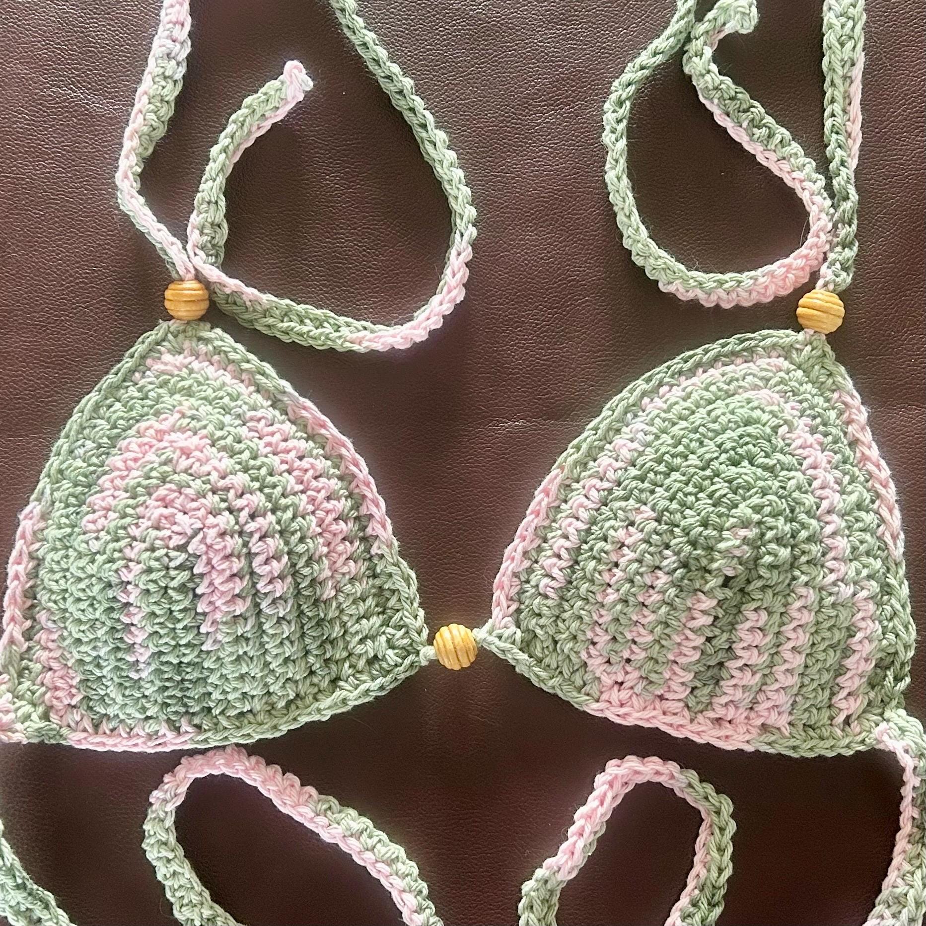 M Padded Lined 100% Cotton Crochet Bikini Top - White - Push Up - Etsy