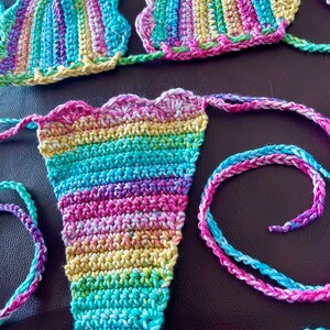 S / M Cotton Crochet Bikini Top With Thong Bottom - Small / Medium ...