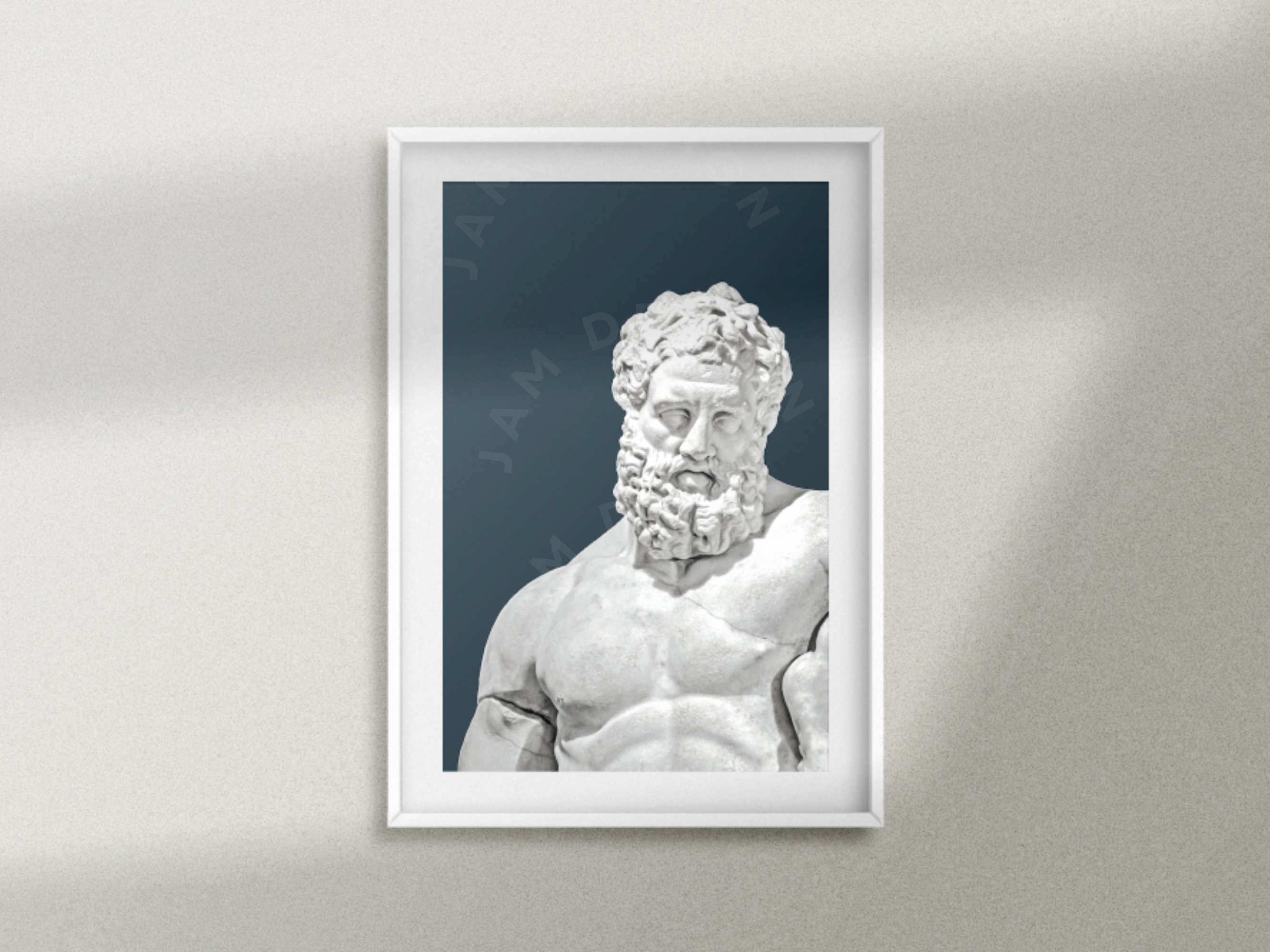 Buy Zeus Statue Print Greek Art Revival Bold Color Background Statue ...