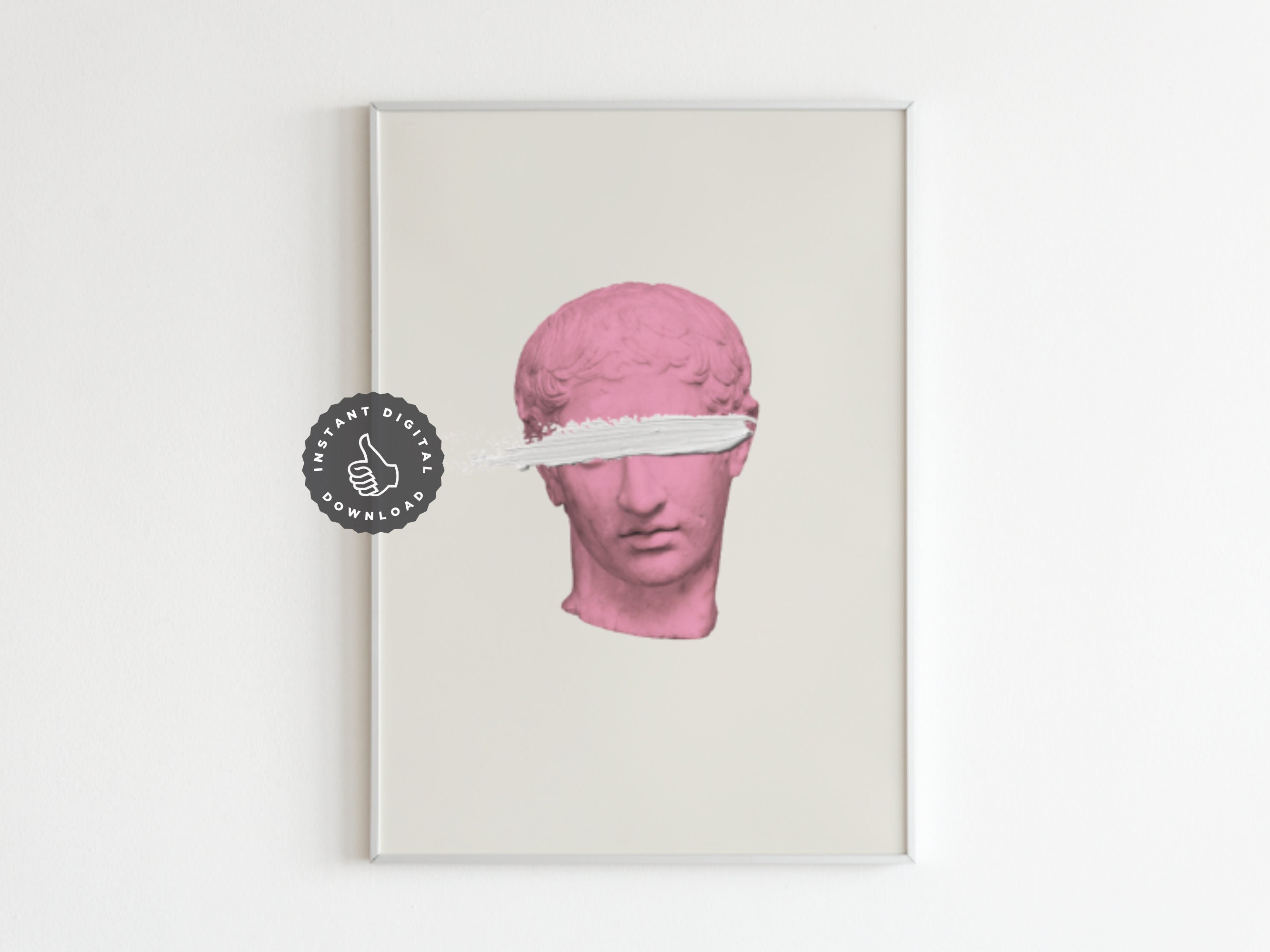 Greek Statue Print - Pink Greek Statue Silhouette Art – Modern Classic ...