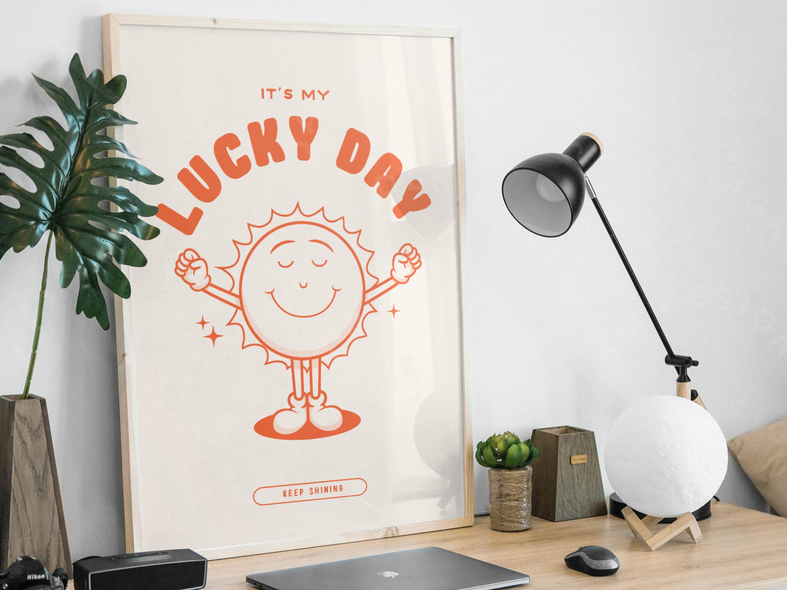 It's My Lucky Day - Retro Quote Wall Art, Retro Wall Poster, Mental ...