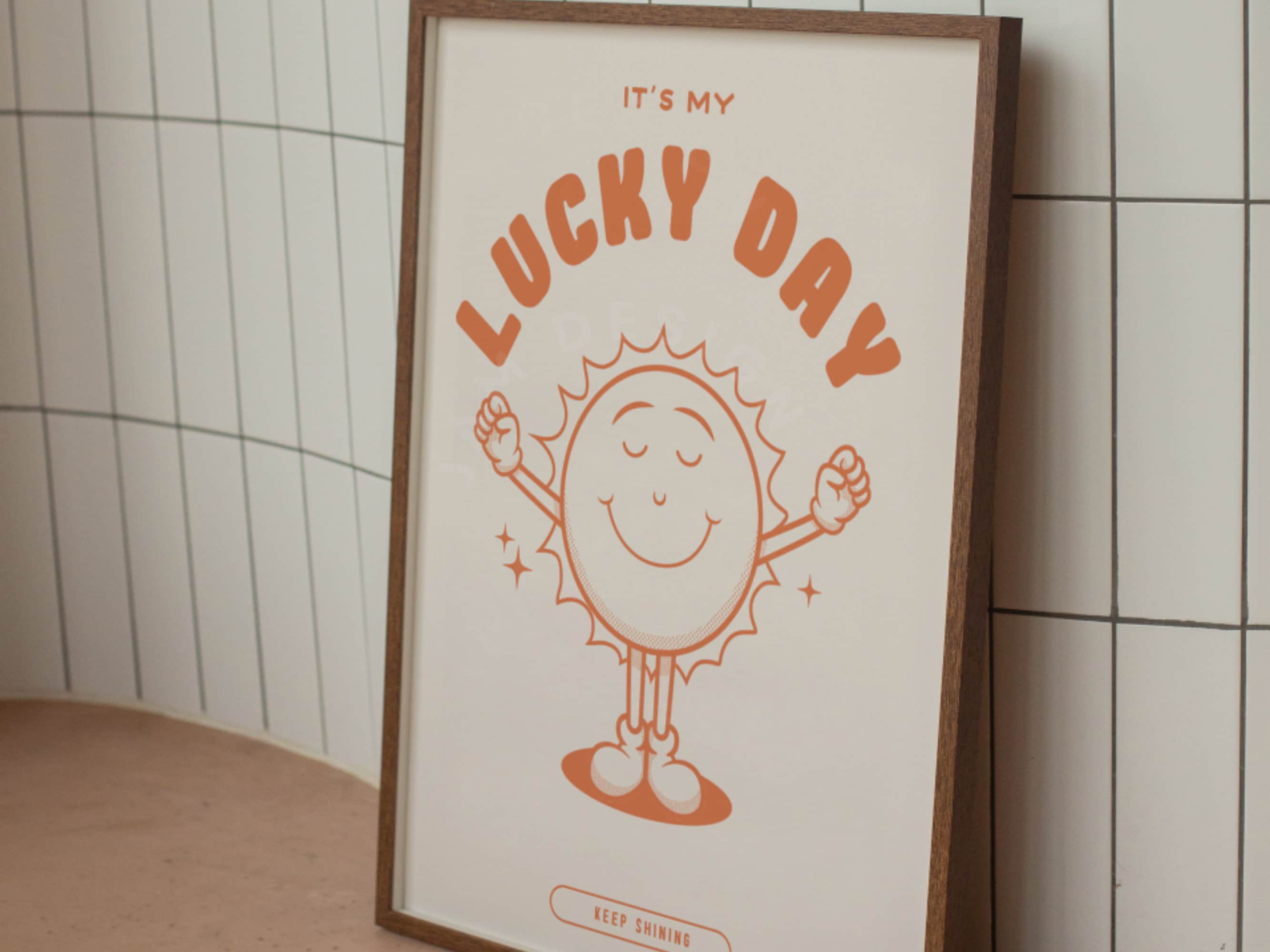It's My Lucky Day - Retro Quote Wall Art, Retro Wall Poster, Mental ...