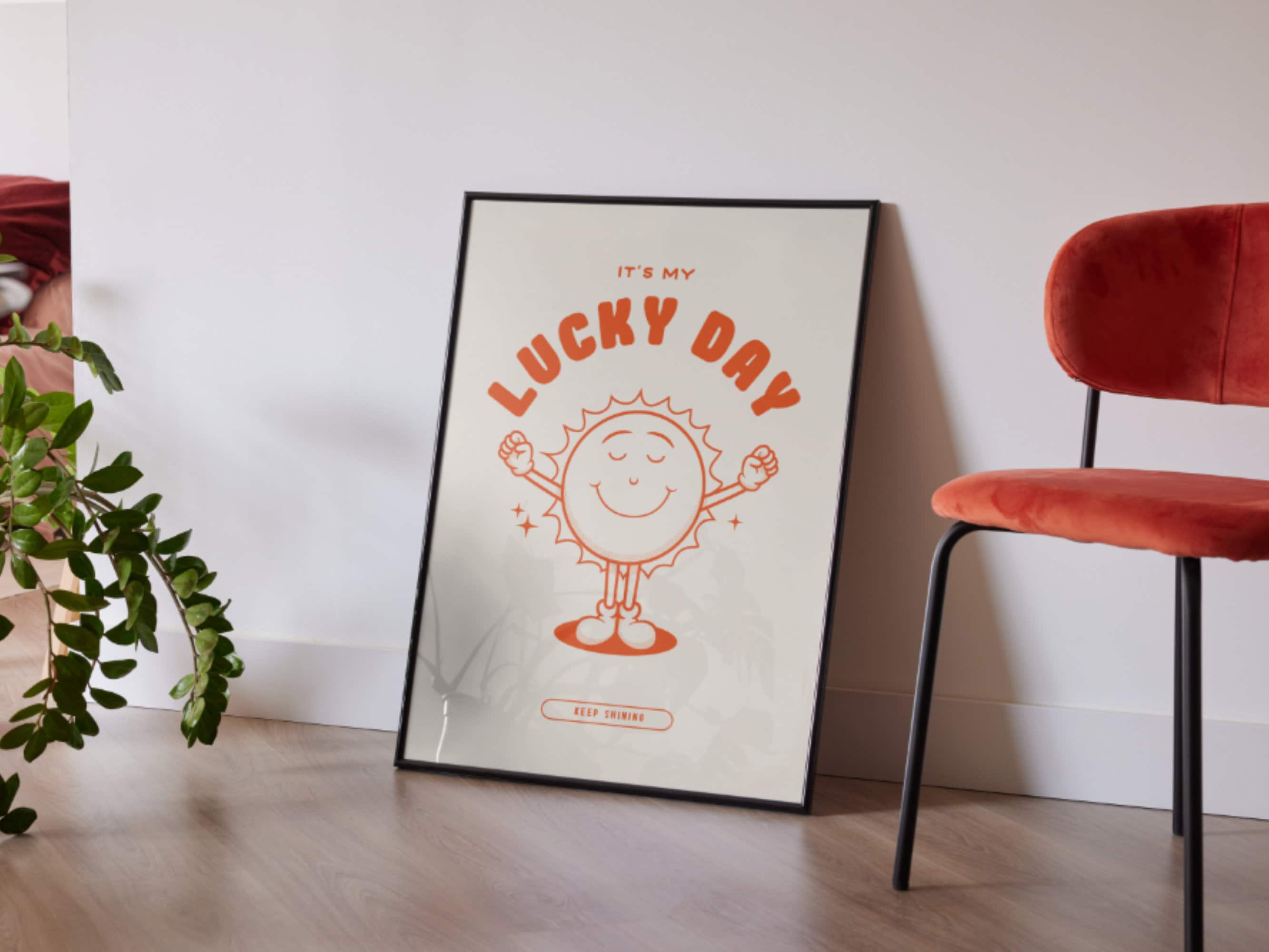It's My Lucky Day - Retro Quote Wall Art, Retro Wall Poster, Mental ...