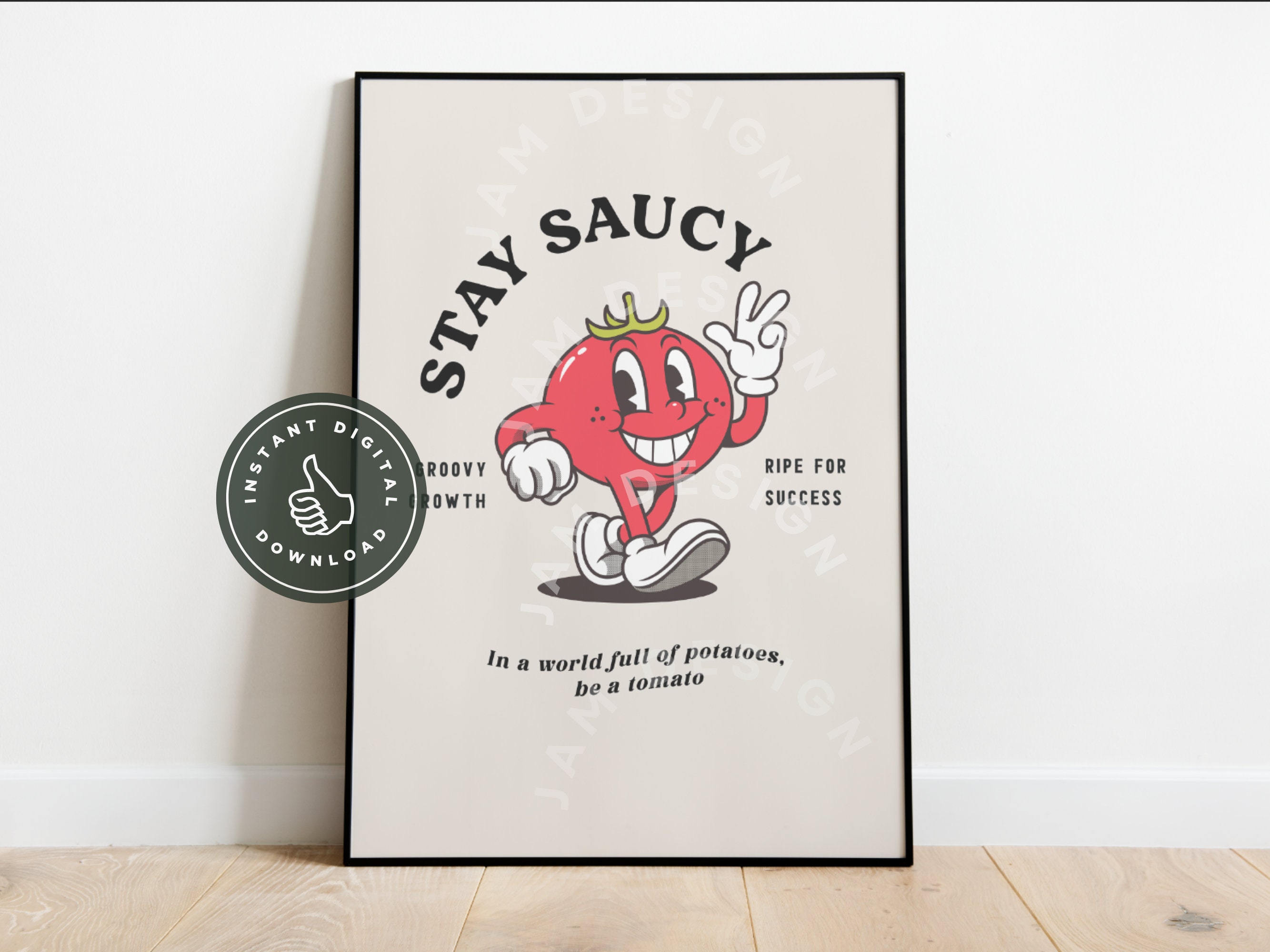 Stay Saucy, Vintage Tomato Character Retro Wall Decor, Digital Download ...