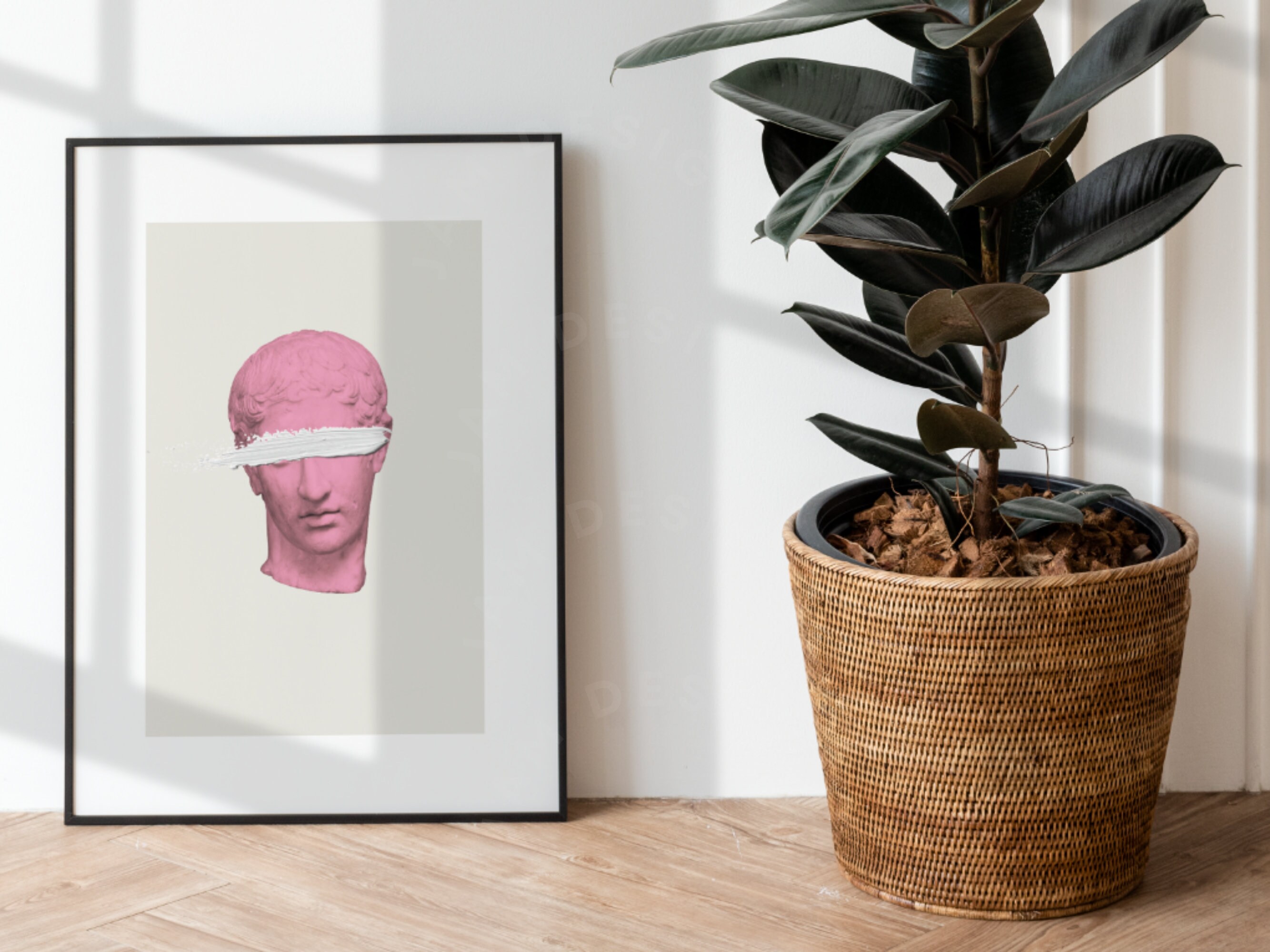 Greek Statue Print - Pink Greek Statue Silhouette Art – Modern Classic ...