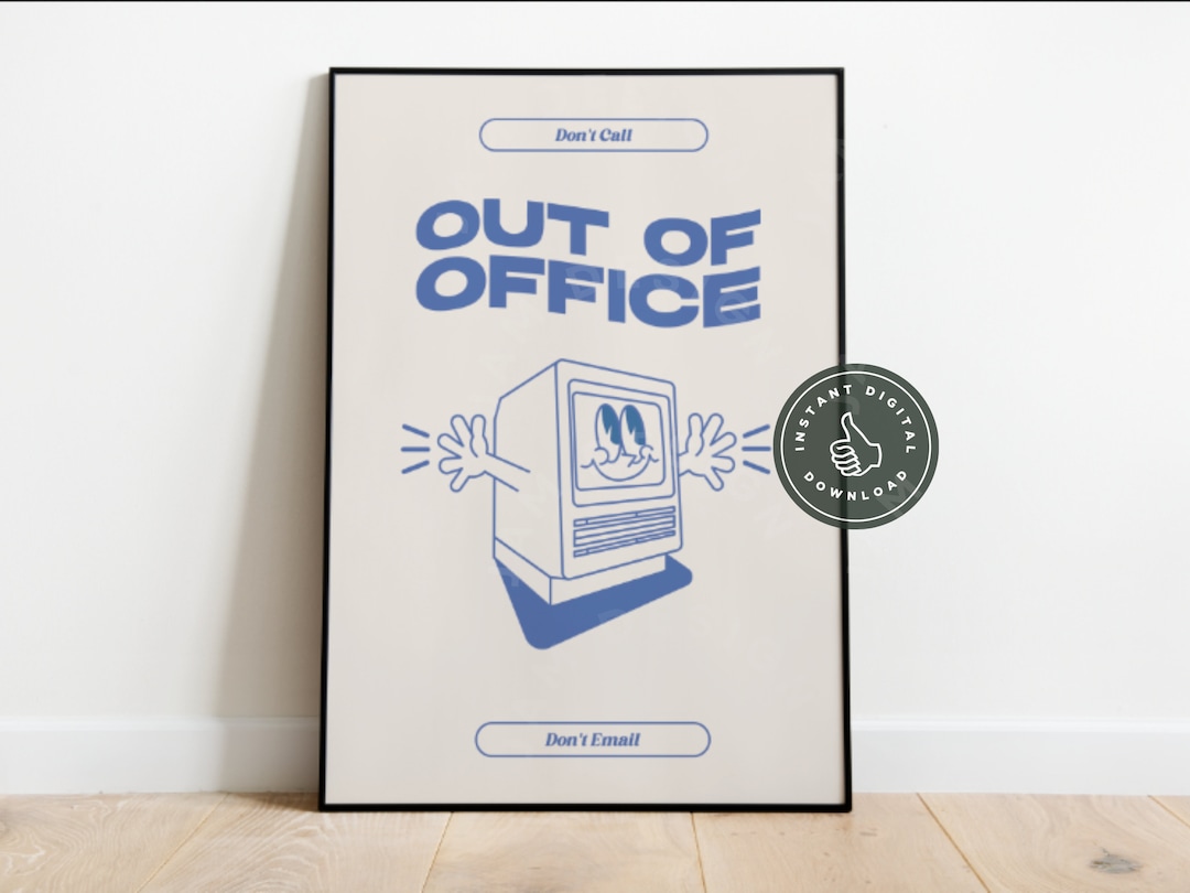 Out of Office Wall Print, Retro Quote Wall Art, Digital Download Print ...
