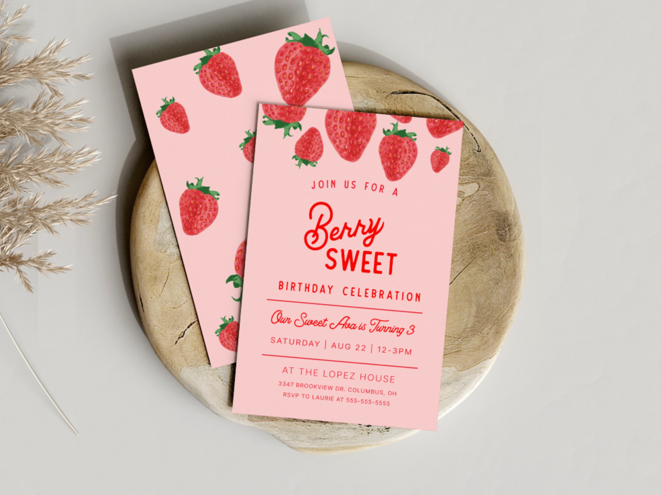 Berry Sweet Birthday Invitation, Print Friendly, Mobile Friendly, Berry ...