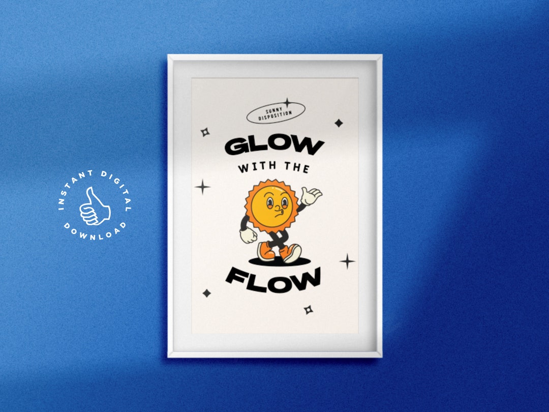 Retro Quote Wall Art: Retro Sun Glow With the Flow - Character Wall ...