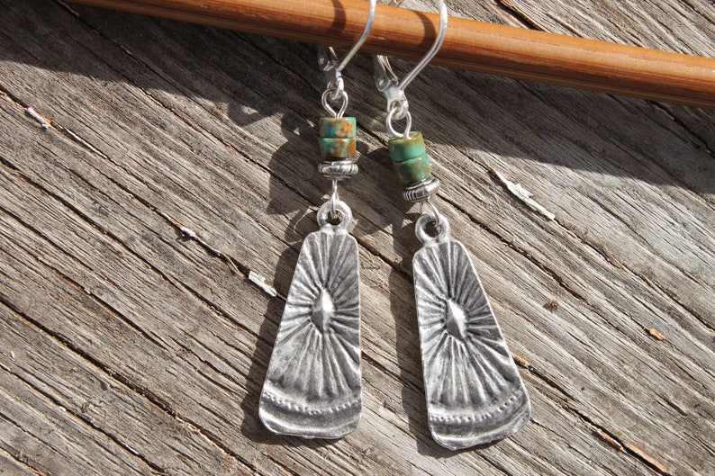 Silver Genuine Turquoise Earrings Dangle Earrings Boho - Etsy