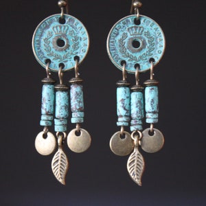 Turquoise Boho Dangle Earrings Bohemian Earrings Boho Jewelry Bohemian ...
