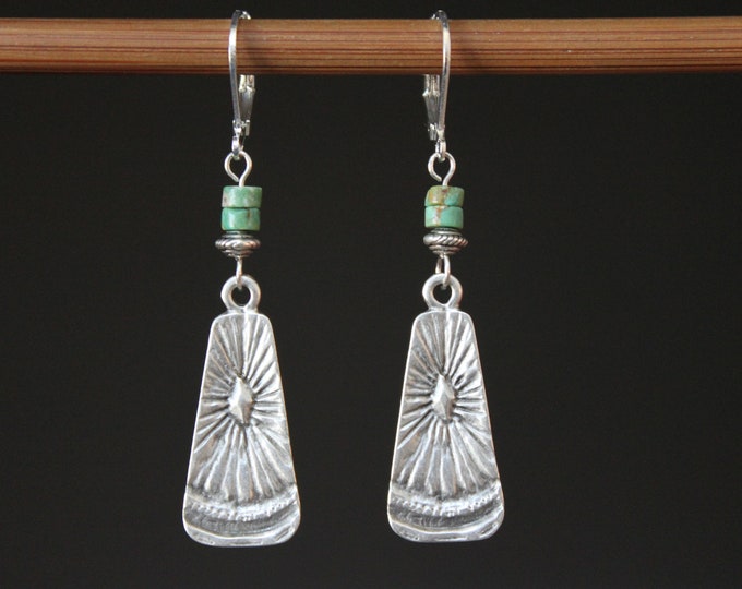 Silver Genuine Turquoise Earrings Dangle Earrings Boho - Etsy