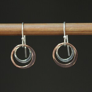 Rose Gold Vermeil Sterling Silver SMALL Circle Earrings Dangle - Etsy