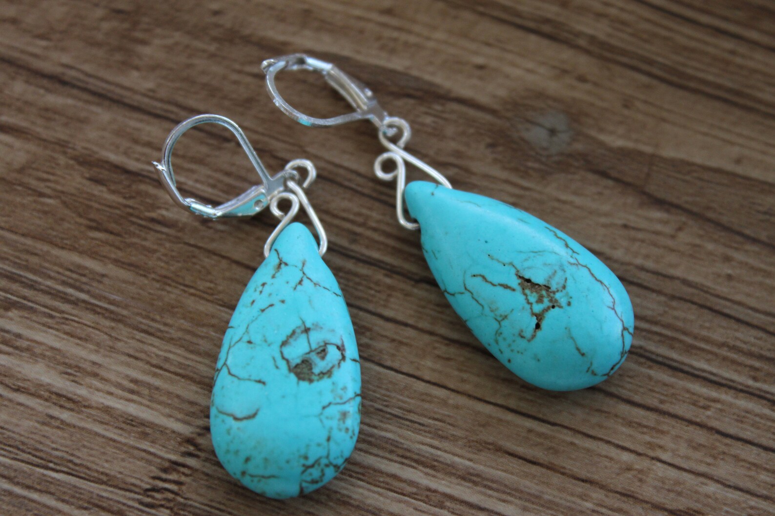 Turquoise Earrings Dangle Drop Teardrop Earrings Turquoise - Etsy