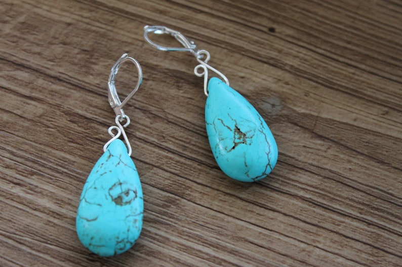 Turquoise Earrings Dangle Drop Teardrop Earrings Turquoise - Etsy