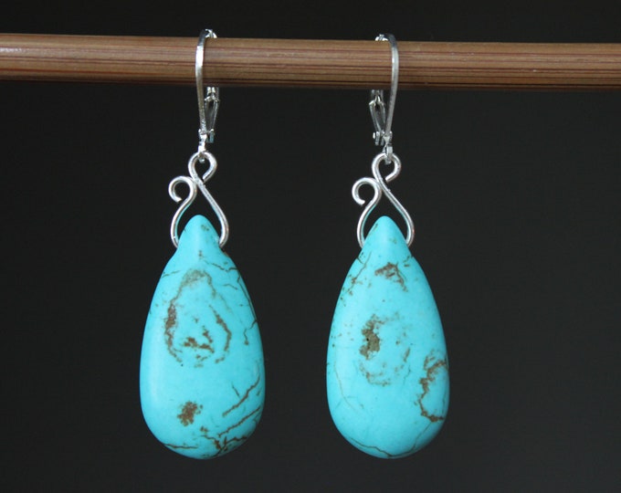 Turquoise Earrings Dangle Drop Teardrop Earrings Turquoise - Etsy