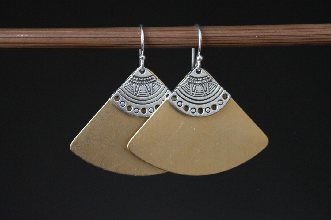 Gold Brass Earrings Dangle Drop Earrings LARGE Boho Earrings Boho ...