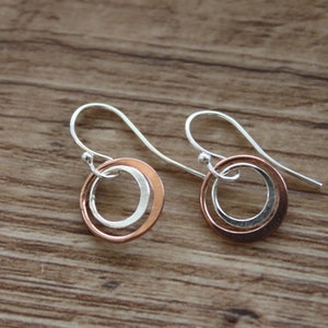 Rose Gold Vermeil Sterling Silver SMALL Circle Earrings Dangle - Etsy