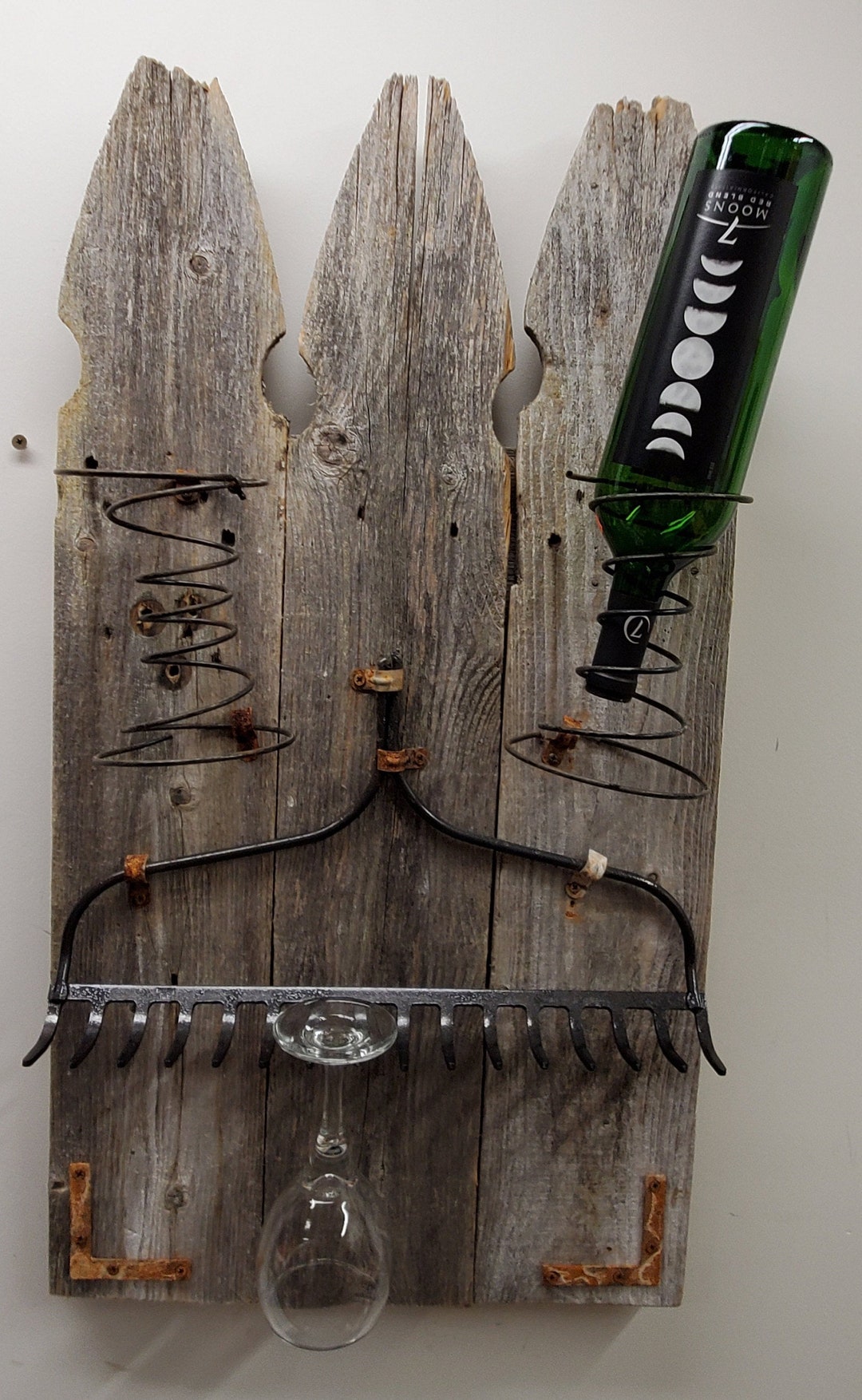 Rustic Wine Rack, Bottle Glass Holder, Farmhouse Decor, Upcycled Boards ...