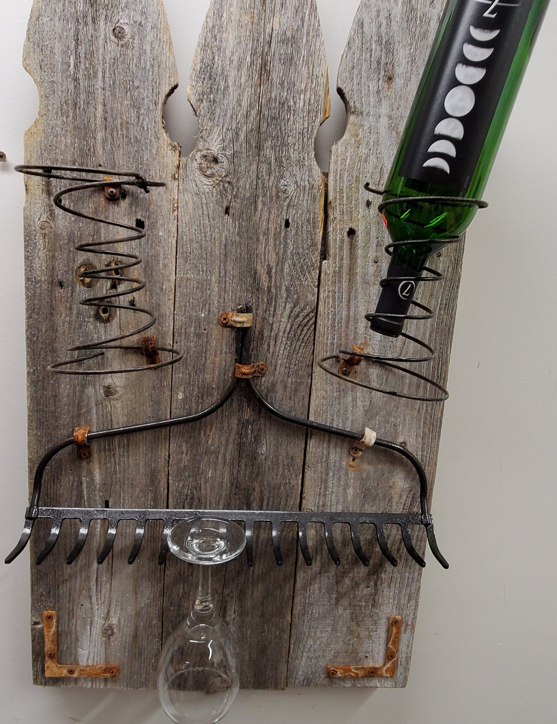 Rustic Wine Rack, Bottle Glass Holder, Farmhouse Decor, Upcycled Boards ...