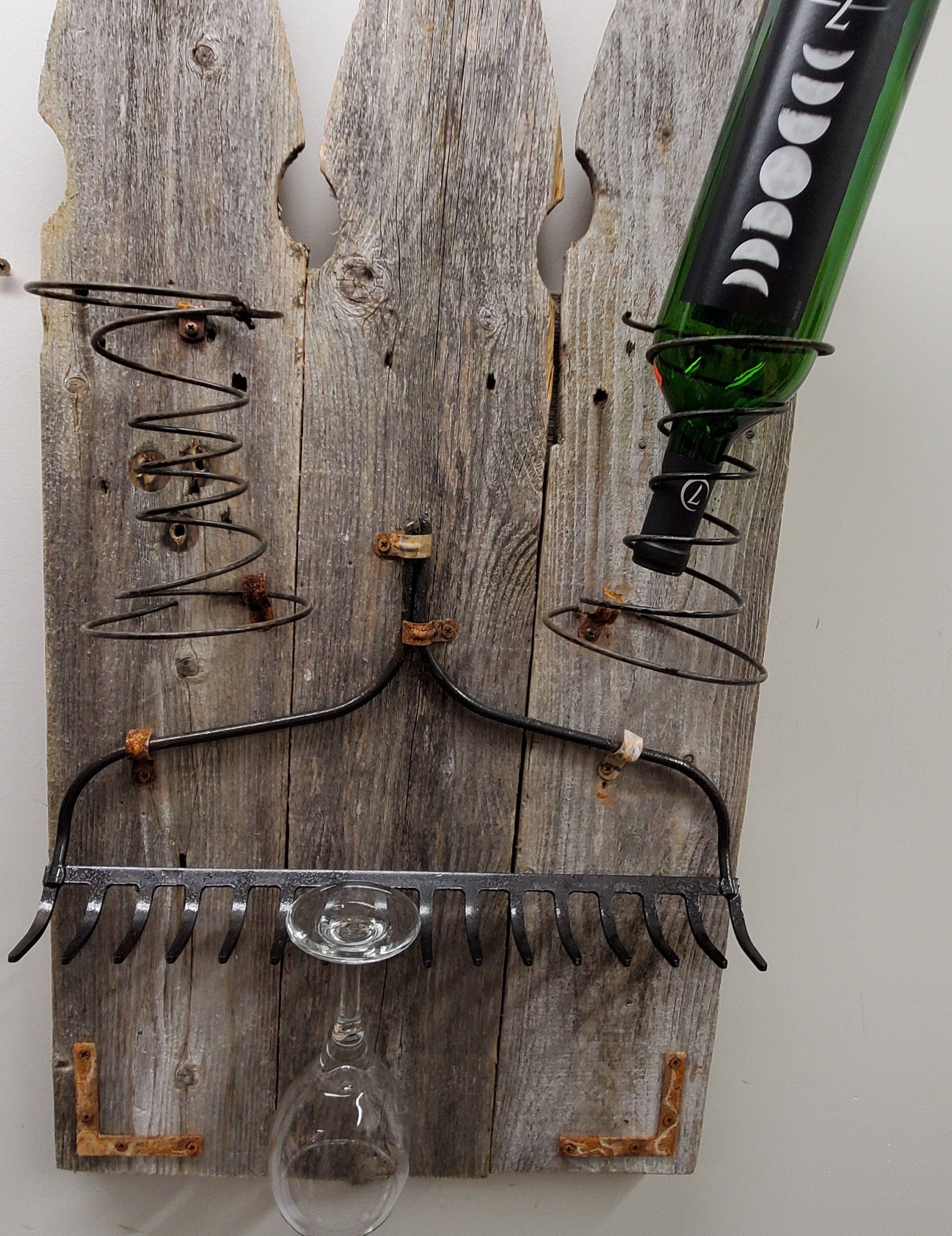 Rustic Wine Rack, Bottle Glass Holder, Farmhouse Decor, Upcycled Boards ...