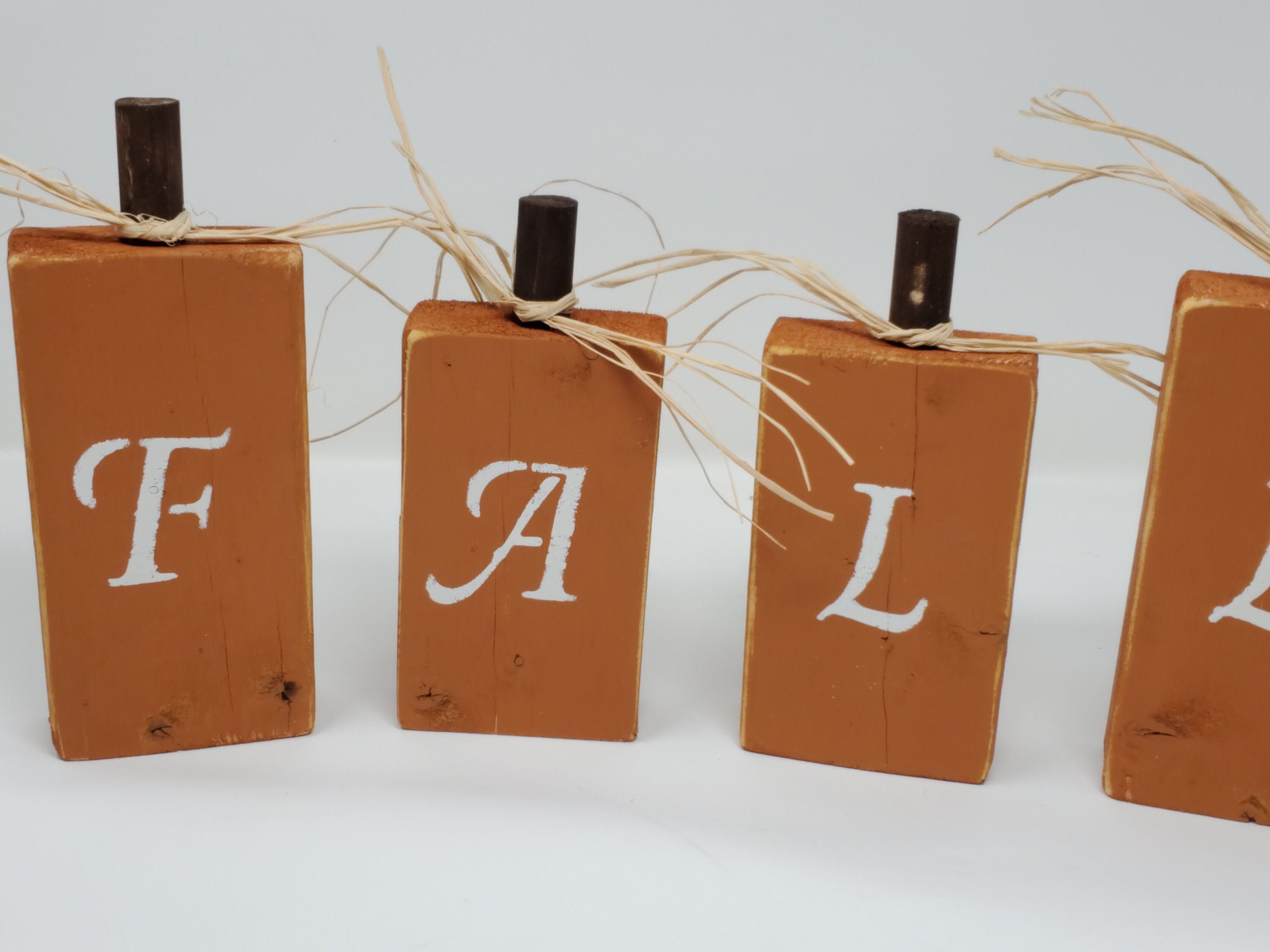 Wood Fall Pumpkin Block Set - Seasonal Home Decor for Fall, Halloween ...