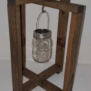 Handmade Rustic Wooden Solar Lantern: Stained Wood Accent Night Light ...