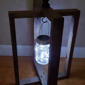 Handmade Rustic Wooden Solar Lantern: Stained Wood Accent Night Light ...