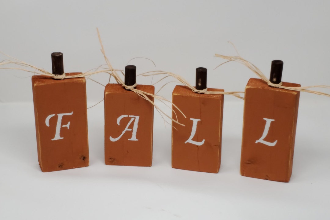 Wood Fall Pumpkin Block Set - Seasonal Home Decor for Fall, Halloween ...