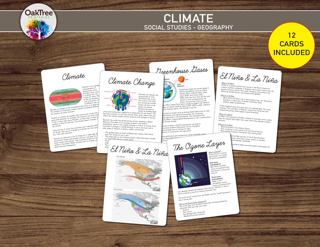 Climate and Environmental Flashcards, Educational Printable, Homeschool ...