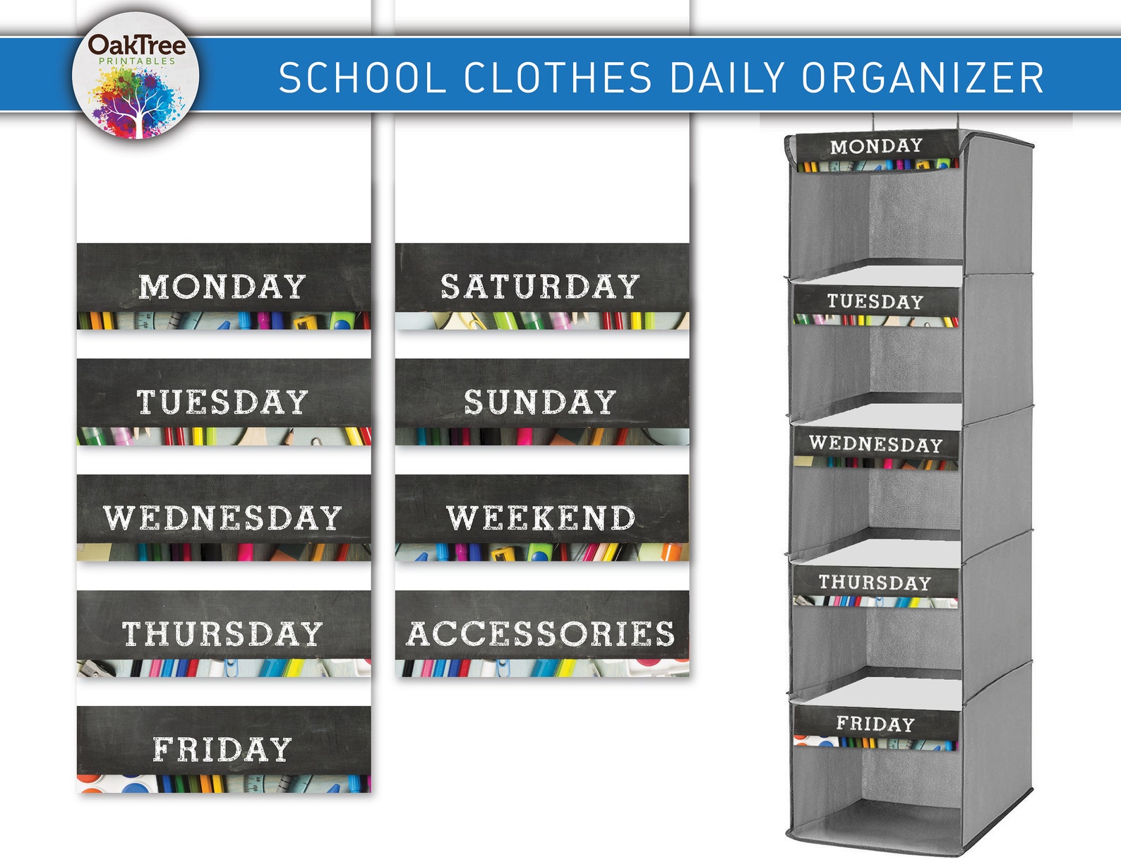 Kids School Clothes Organizer Labels - Chalk Board - School Themed ...