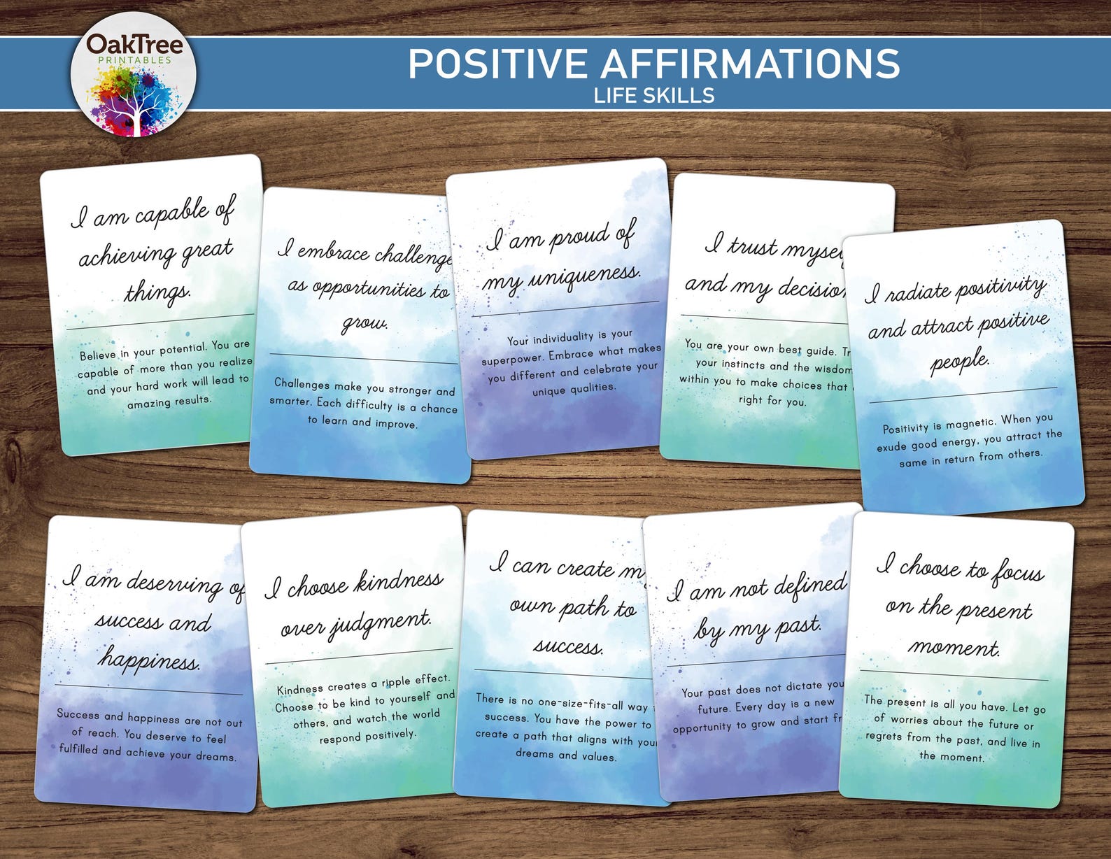 Positive Affirmations Educational Flashcards | Homeschool & Classroom ...