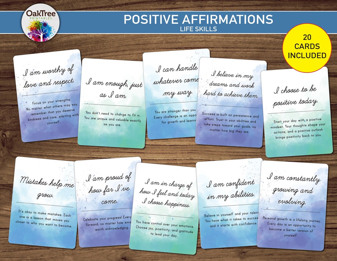 Positive Affirmations Educational Flashcards | Homeschool & Classroom ...