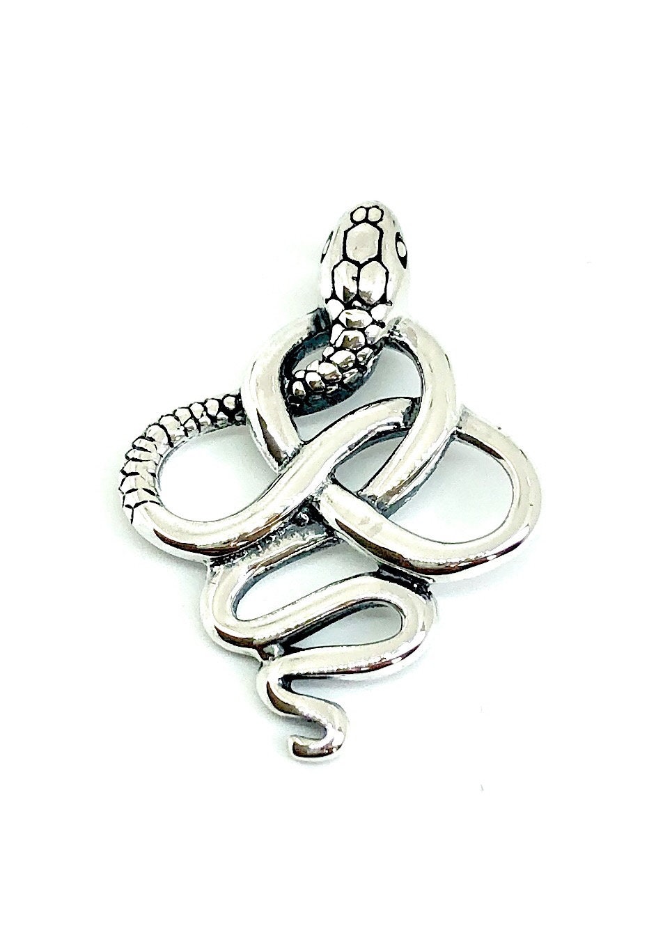 925 Sterling Silver Solid Cobra Snake Pendant Charm with 16 | Etsy