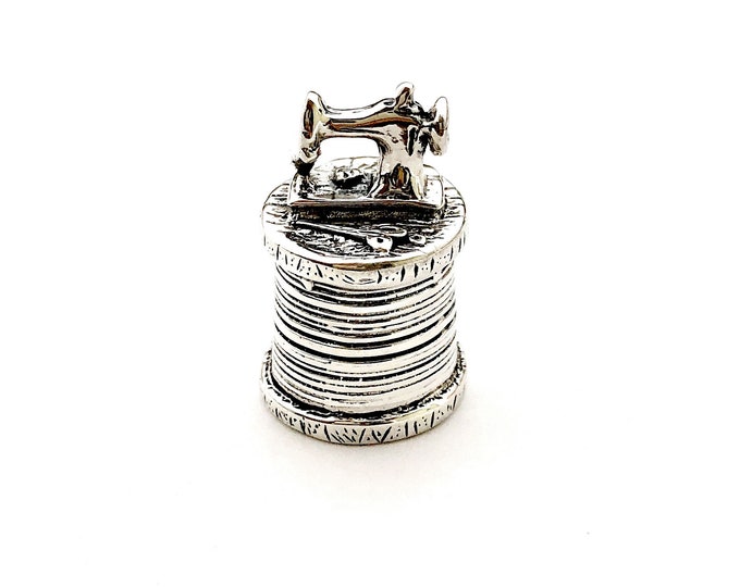 Solid 925 Sterling Silver Thimble Sewing Machine Design, Collectable ...