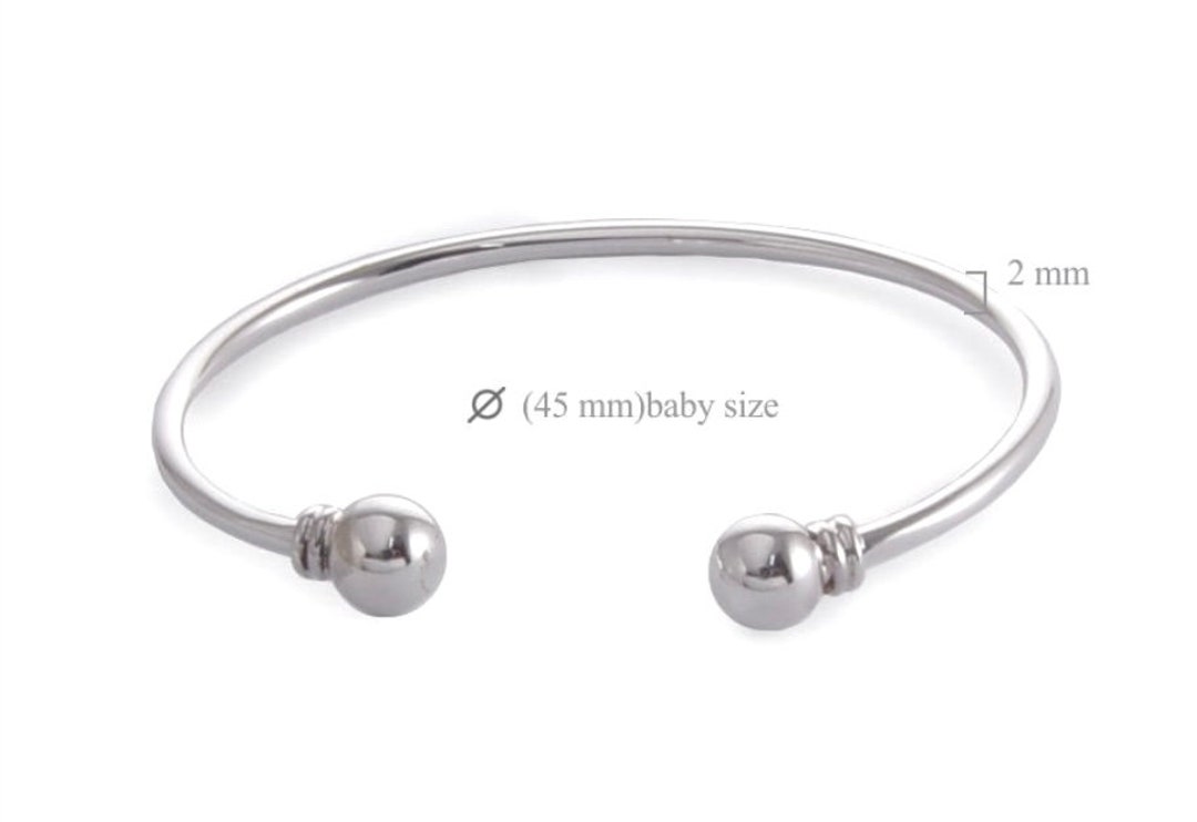Solid 925 Sterling Silver Child's, Baby's Christening Torque Cuff ...