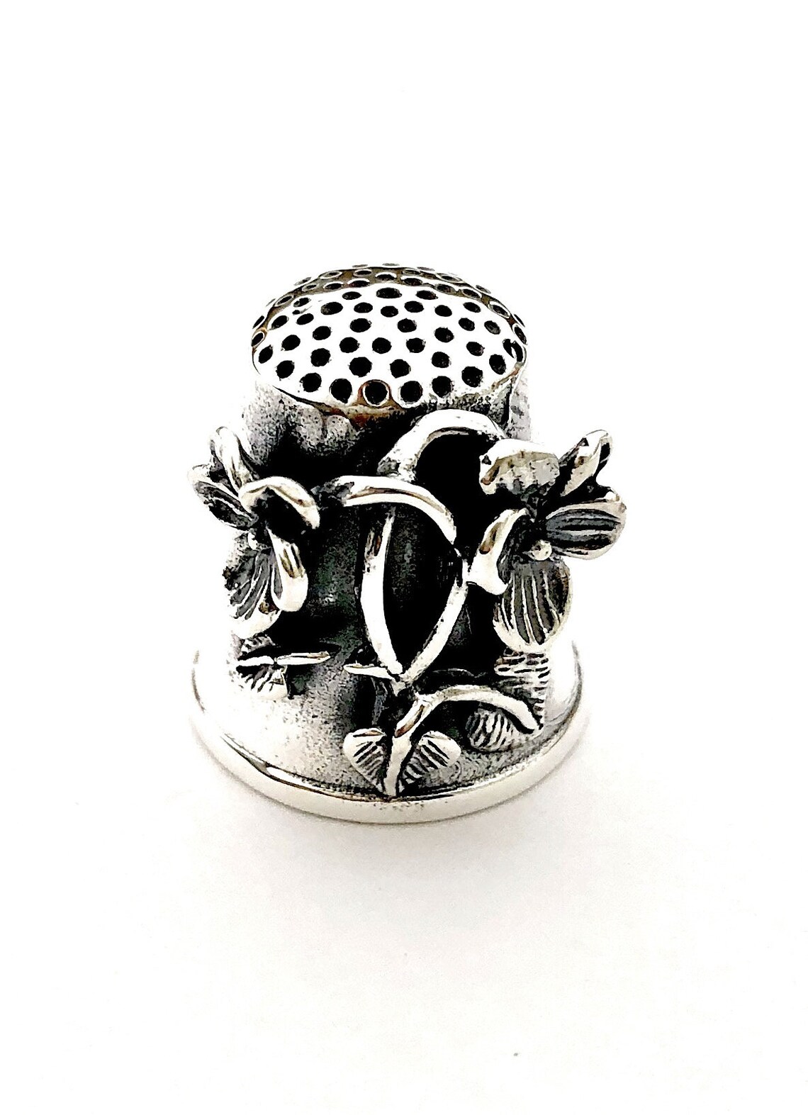 Solid 925 Sterling Silver Thimble, Flower Daisy Motif on It, for Sewing ...