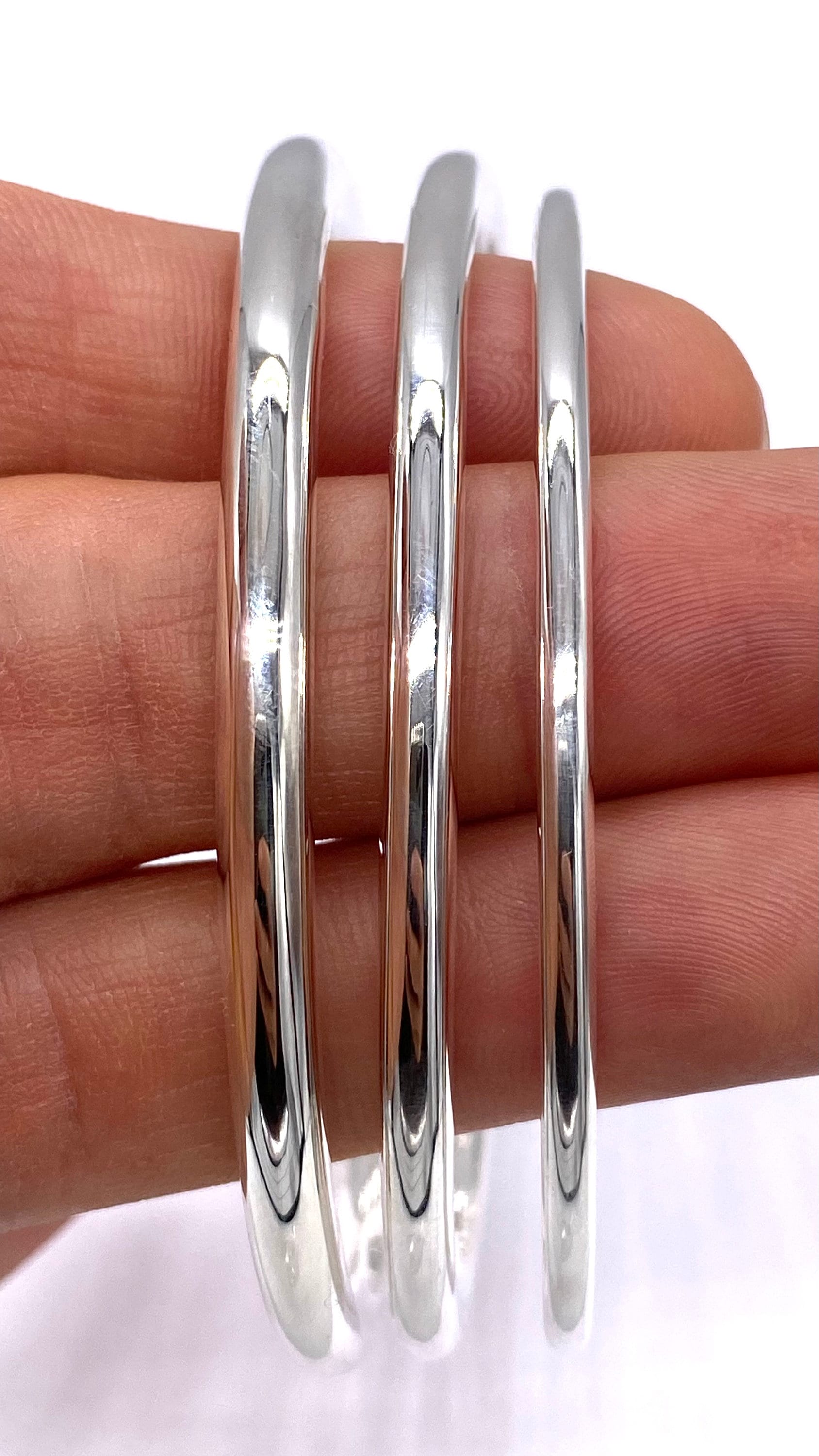 925 Sterling Silver Solid BANGLE Bracelet 65 Mm Diameter 3 4 - Etsy UK