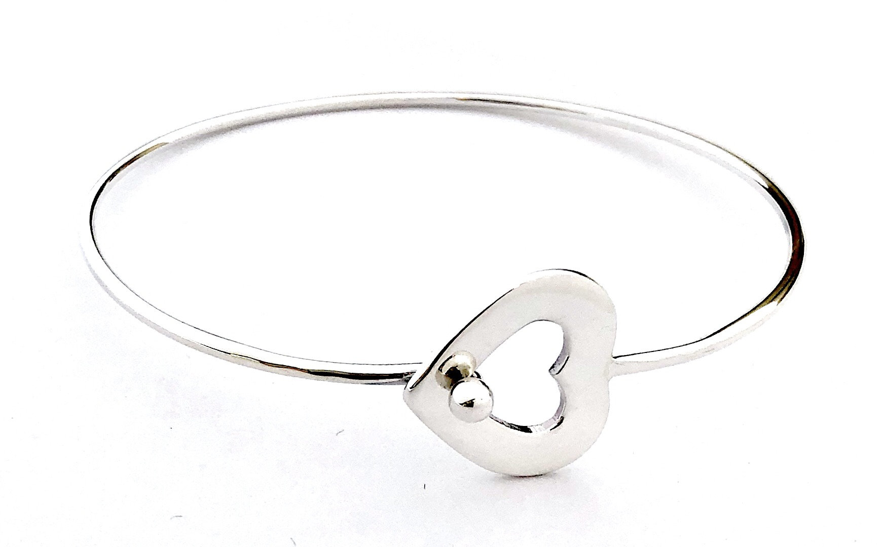 Sterling Silver Heart Bangle Bracelet
