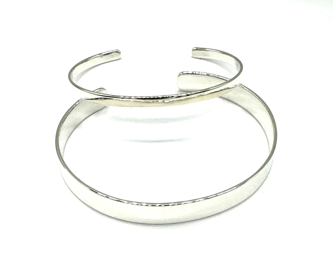 925 Solid Sterling Silver Plain Cuff Bangle Bracelet - Etsy